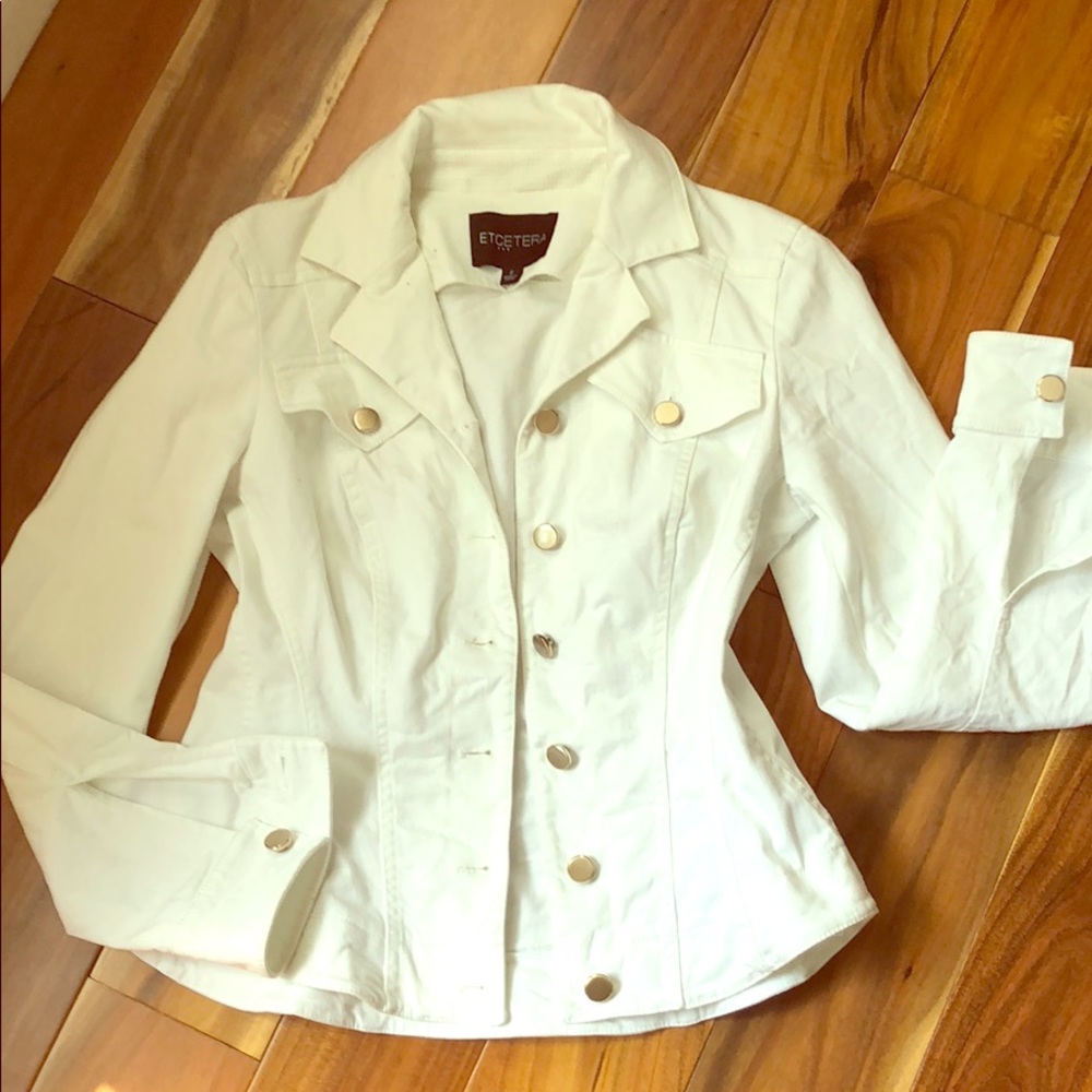Etcetera Structured White Denim Jacket - Gem